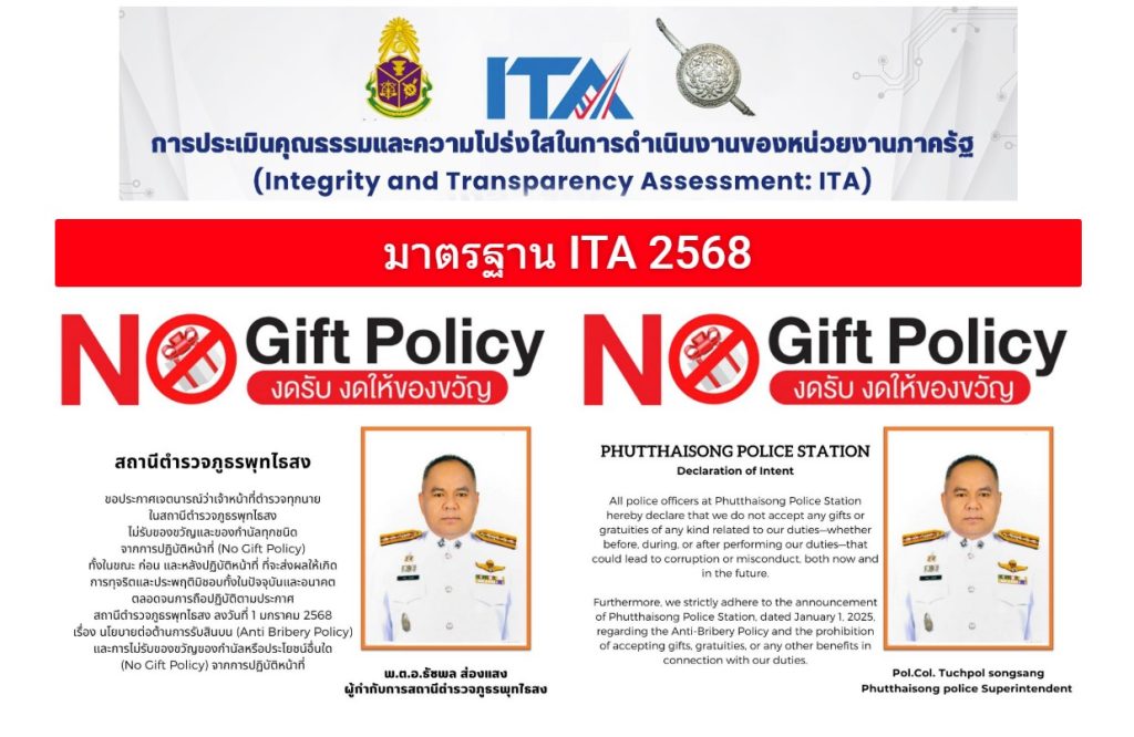 O18 ประกาศนโยบายต่อต้านการรับสินบน Anti-Bribery Policy (ITA2025) – สถานีตำรวจภูธรพุทไธสง